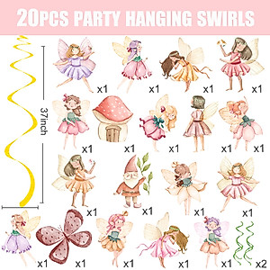 Fairy Party Hanging Swirls Fairy Birthday Party Decorations Fairies Hanging Decor Fairy Garden Swirls Ceiling Streamers for Wonderland Garden Baby Shower Supplies