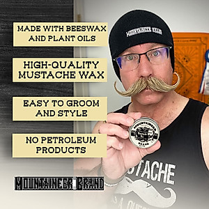 Mountaineer Brand Unscented Mustache Wax | Strong and Extra Firm Hold | All Natural Ingredients with Beeswax | Grooming Beard Moustache Wax For Men | Made in USA | 2oz