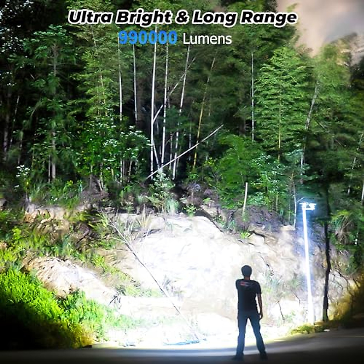 lemihui Rechargeable LED Flashlight High Lumens, 990,000 Lumens Bright Powerful Flashlight, 5 Modes, IPX6 Waterproof Handheld Flash Light for Camping Hiking