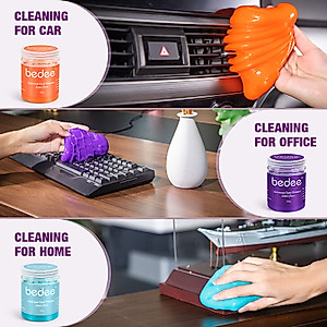 bedee Car Cleaning Gel Cleaning Putty: 2023 Upgraded Keyboard Cleaner Gel 3 Pack High Efficient Cleaning Reusable No Sticky Hands Dust Cleaning Gel for Car Interior Air Vent Keyboard Camera Printer