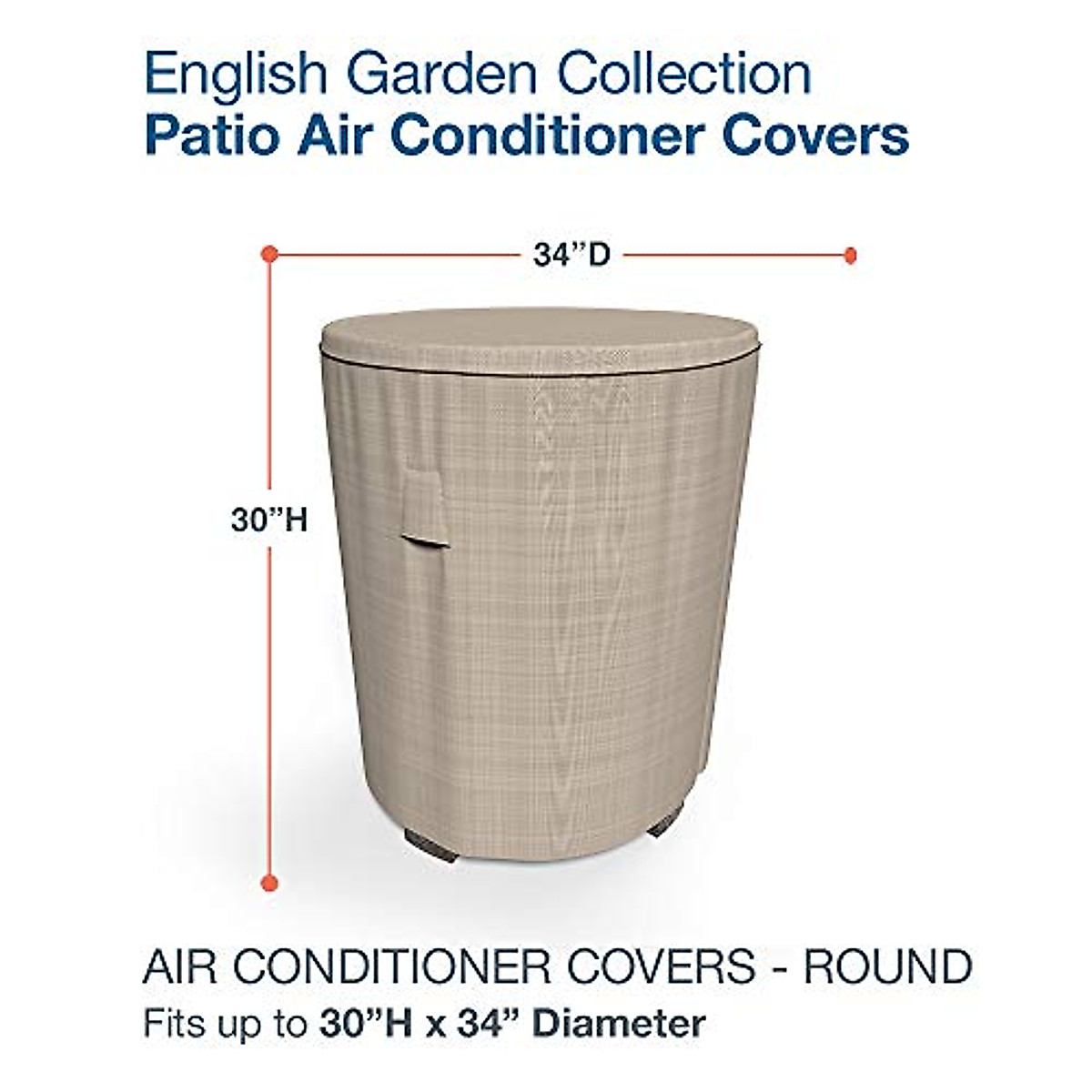 Budge P9A18PM1 English Garden Round AC Cover Heavy Duty and Waterproof, 34" D x 30" H, Tan Tweed