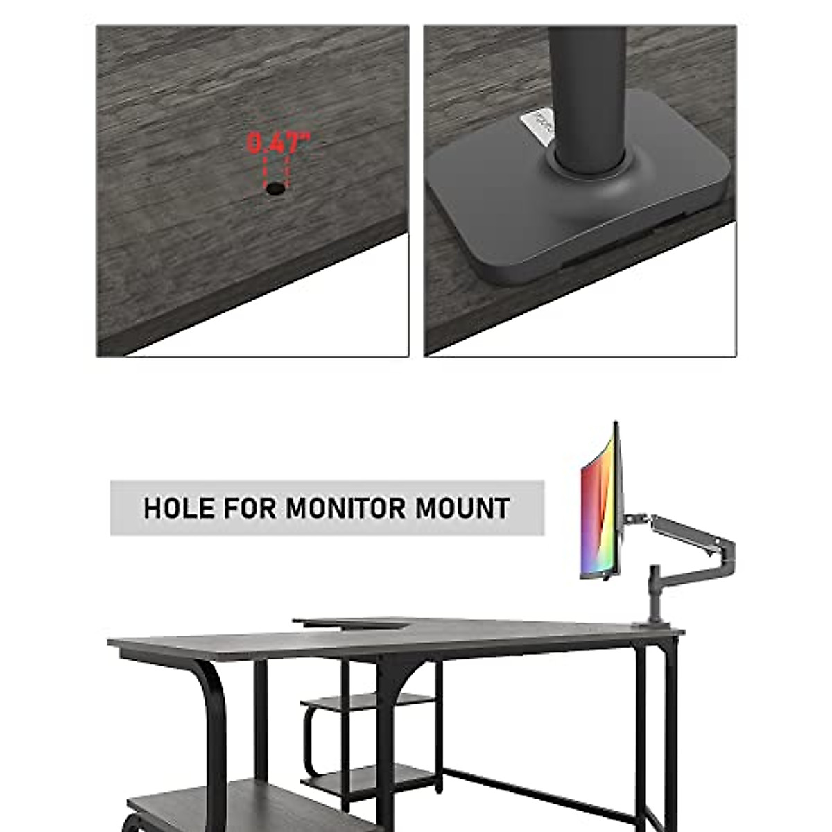 Teraves Modern L Shaped Desk with Shelves,64.84" Computer Desk/Gaming Desk for Home Office,Corner Desk with Large Desktop (Black Oak+Black Frame, Large+4 Tier Shelves)