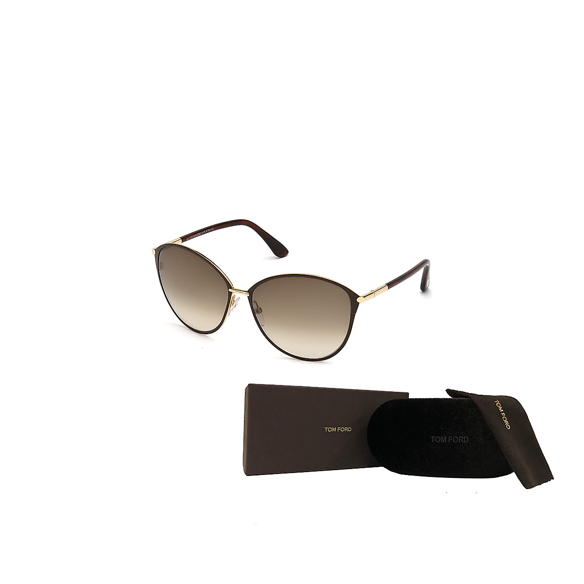 Tom Ford FT0320 Penelope 28F Rose Gold/Plastic Lens Brown Gradient Round Sunglasses for Women + BUNDLE with Designer iWear Eyewear Kit