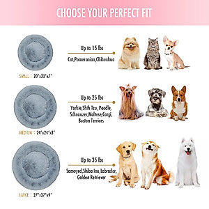 Raimaiso Anti Anxiety Round Fluffy Plush Faux Fur Warm Washable Dog Bed & Cat Bed, Original Bed for Small Medium Large Pets,Used to Relieve Joints and Improve Sleep（20"/24"/27''） (24", Light Grey)
