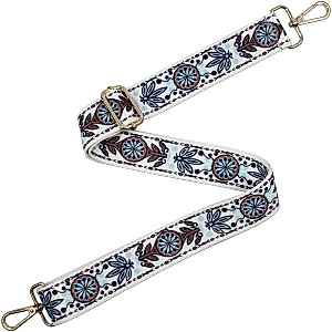 Duwi Wide Purse Strap Jacquard Guitar Style Strap Multicolor Canvas Adjustable Crossbody Bag Strap(no,white,dark pattern)