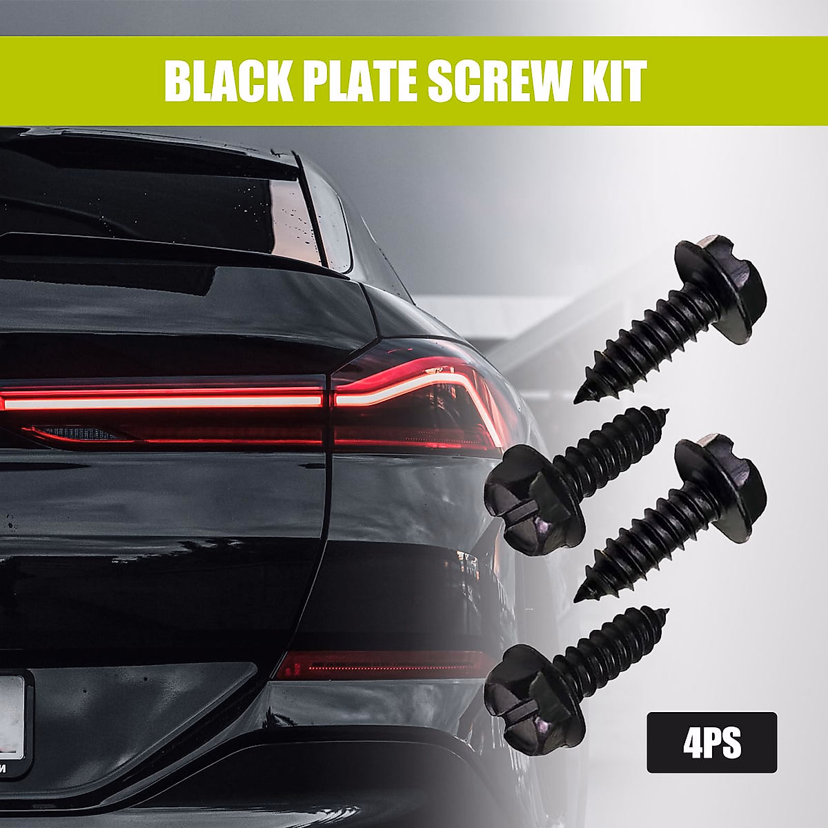 gunhunt 4 PCS License Plate Screw Kit, 304 Stainless Steel Bolts Fasteners, Hexagon Head Screw, Universal for Front Rear License Plates & License Plate Frame Covers of Cars, Trucks SUVs (Black)