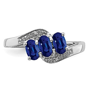 IceCarats 925 Sterling Silver Blue Sapphire Diamond Ring Gemstone Band Size 8.00