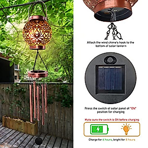 Astarin Solar Wind Chimes for Outside Hanging Led Solar Lights Outdoor Garden Lantern Decorative as Gift for Women mom Grandma Best Friends' Birthday Gift Bronze