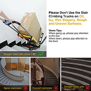 Riosoc Electric Stair Climbing Hand Trucks, 200W 3 Adjustable Speeds with Light 440lbs Max Load Folding Dolly Cart Trolley, with 6 Wheels Motor Battery for Moving Furniture Home Warehouse Supermarket