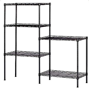 samanoya 5-Shelf Adjustable Industrial Storage Wire Shelving Unit with Hook,Heavy Duty Utility Layer Rack Organizer for Kitchen,Steel Organizer Metal Rack - Chrome - (21.25 x 11.42 x 59.06)
