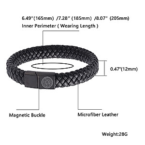 KBNSUIAN Religious Bible The Seals of Seven Archangels Amulet Leather Bracelet, Protection 7 Angels Prayer Talisman Bangle Cool Christian Jewelry for Men Women, 7.28 inches