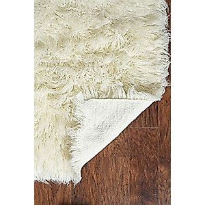 Linon 1400gram Natural Off White Wool Shag 2'4" X 4'3" Accent New Flokati Rug, 2' x 5'