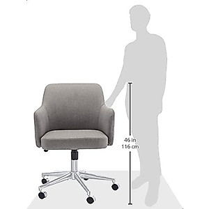 Amazon Basics Upholstered Home Office 360 Degree Swivel Rolling Desk Chair with Arms and Adjustable-Height - Light Gray, 25"D x 23.25"W x 36.25"H