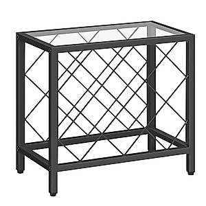 HOOBRO Wine Rack Countertop, 10-Bottle Wine Storage Rack, Freestanding Modern Glass Metal Small Wine Rack, Tabletop Wine Holder Stand for Bar, Dining Room, Kitchen, Black BK11JJ01