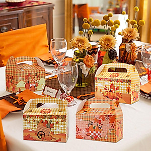 HOWAF 12pcs Fall Party Treat Boxes, Hello Autumn Plaid Gift Boxes with Maple Leaves Pumpkin Gnome Design for Fall Harvest Party Supplies, Autumn Party Candy Boxes, Hello Fall Goodie Boxes