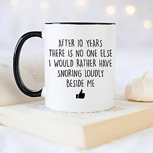 YouNique Designs 10 Year Anniversary Mug, 11 Ounces, Funny 10th Anniversary Coffee Mug for Him, Tenth Year Wedding Anniversary Cup, 10th Wedding Anniversary Mug for Husband and Wife (Black Handle)