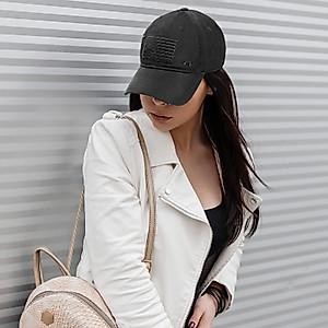 VODIORE American Flag Cap Embroidered USA Distressed Baseball Cap Dad Hat Black