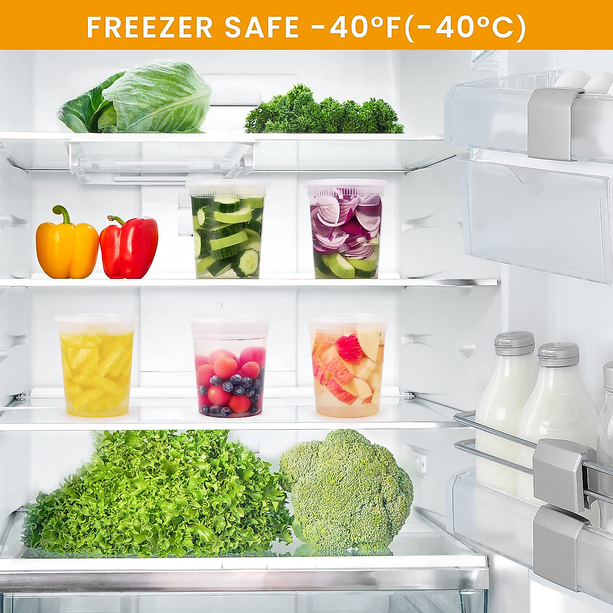 Kitch’nMore [32oz 24Pack Plastic Deli Food Storage Soup Containers with Airtight Lids, Extra-Thick, Slime, Soup, Leakproof, BPA Free