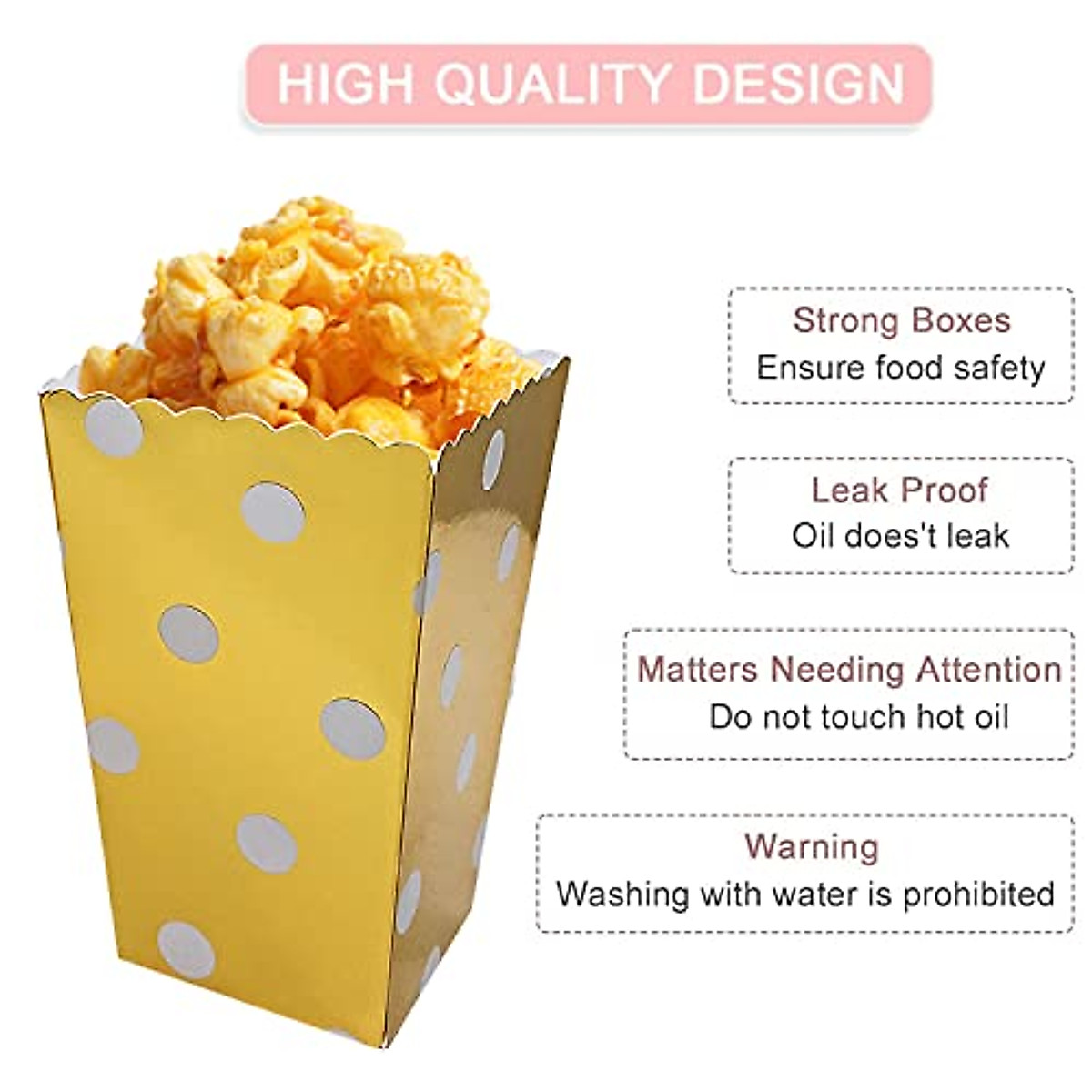 Popcorn Boxes 36 Pcs Cardboard Candy Containers for Small Movie Theater and Wedding Favors
