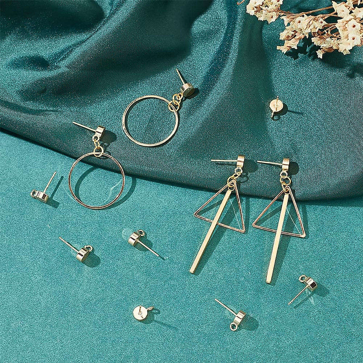 BENECREAT 20PCS 18K Gold Plated Stud Earrings Brass Dot Disc Earrings with Loop and Container for Anniversaries Gifts, Favors, Valentine's Day Jewelry Making