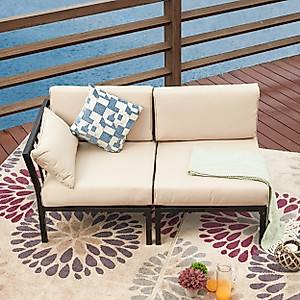 LOKATSE HOME 2 Piece Corner & Armless Sofa Outdoor Furniture Sectional Couch Set Patio Loveseat
