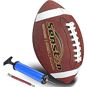 Senston Football Official Size 9/ Premium Composite Leather High School Size Football with Pump