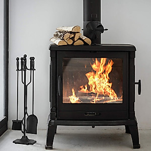 GASPRO 5-Piece Fireplace Tools Set, 32 Inch Wrought Iron Fireplace Accessories Includes Fire Poker, Shovel, Brush, Tong, and Stand, Easy to Assemble