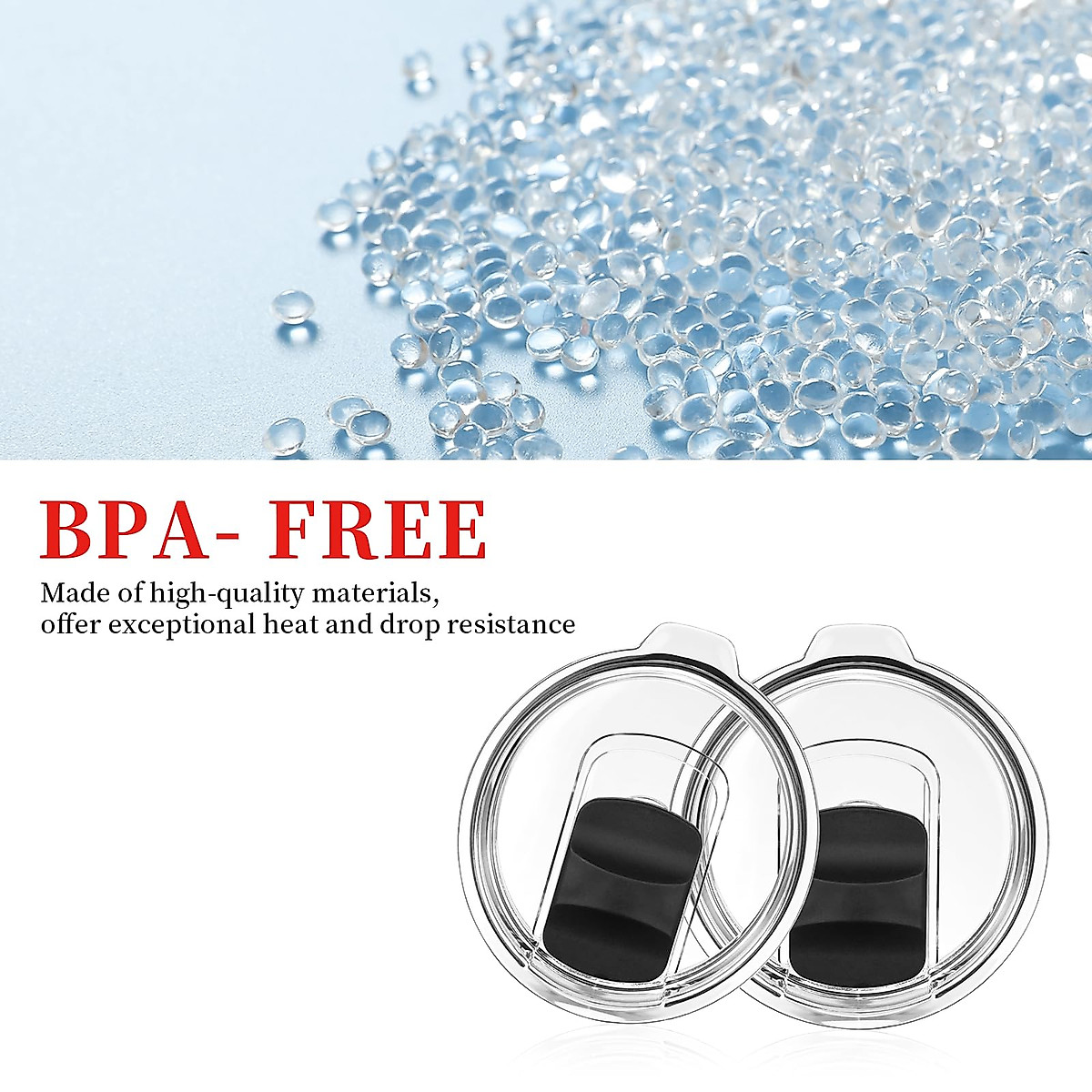 (Pack of 2) 20 oz Magnetic Tumbler Lid - Fits 20 oz Tumbler Lid Replacement Lids Compatible for YETI 20 oz Tumbler, 10/24 oz Mug and 10 oz Lowball- Replacement Magnetic Slider/Cover - Black