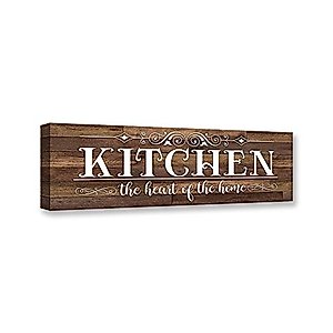 Vintage Kitchen Canvas Wall Art | Rustic Kitchen Rules Prints Farmhouse Signs Framed | Family Sign Kitchen Wall Decor (5.5 X 16.5 inch, Kitchen-01)