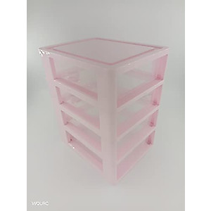 WQURC Lovely Pink Receiving Storage Cabinets Box With Multi-layers And Pink Bowknot Handle (Four layers (7.06 x 5.22 x 8.05 inches))