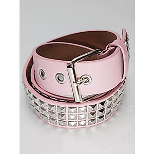 Punk Studded Belt for Women Rock Threads Goth Stud Pyramid Gothic Clothing (Pink)