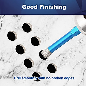 Dry Diamond Drill Bit Set,BRSCHNITT 5pcs 5/16 Inch (8mm) Diamond Hole Saw Core Drill Bit for Porcelain Tile Ceramic Stone Granite Marble,Hex Shank Dry Drilling Diamond Core Drill Bit Kit