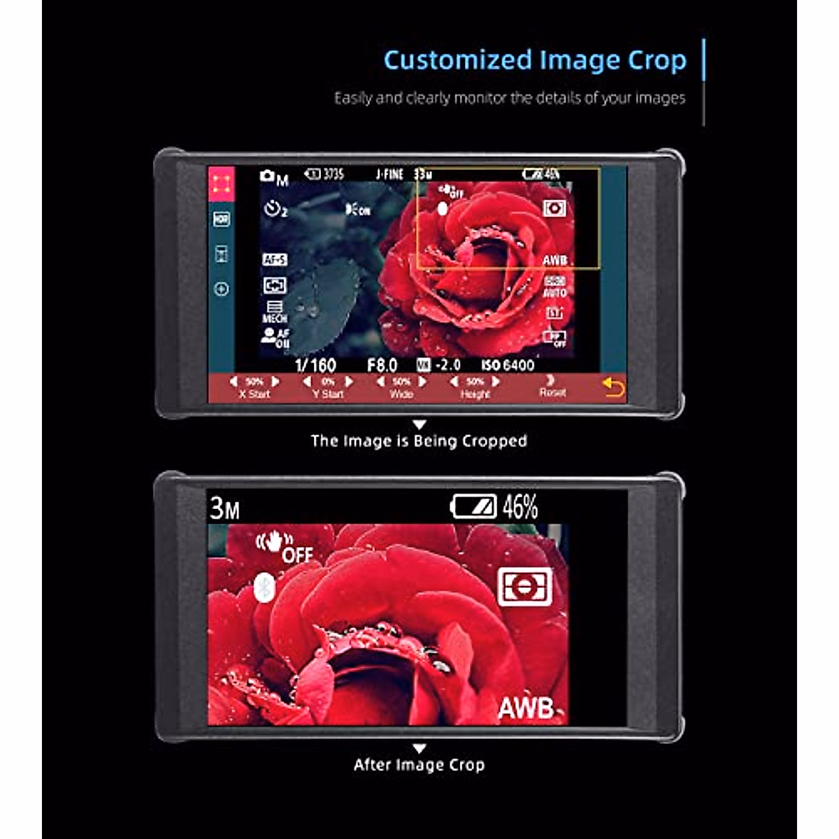 Portkeys PT6 Monitor 5.2 inch 3D LUT 4K HDMI Touch Screen 1920 * 1080 Live Streaming Monitor HDMI DSLR Camera Field Monitor with Peaking Frame, Wireframe Protection, Image Crop Function