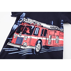 BIBNice Toddler Boys Clothes Kids Summer Short Sleeve Little Boys Clothing Sets Firetruck Size 3T
