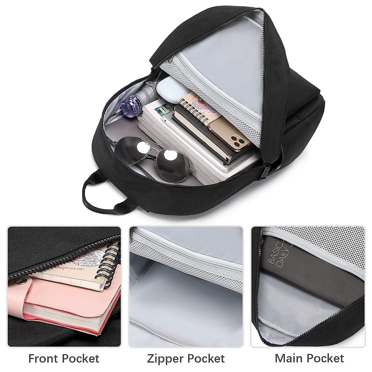 Abshoo Lightweight Backpack for School Classic Basic Water Resistant Casual Daypack Plain Bookbag (Baby Pink)