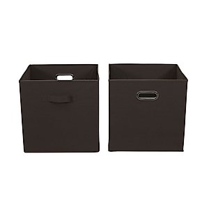 Household Essentials, Chocolate Brown 2 Pack Open Storage Bins with Dual Handles, 13 x 12 x 13