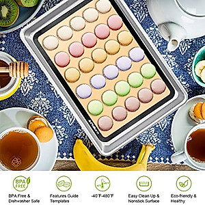 PHILORN Silicone Baking Mat Set, 16.5" x 11.42" Macaron Baking Mat, Non-Stick Baking Mat with Baking Tools, 2 Pack Food Safe Baking Silicone Mat, Reusable Baking Mat for Oven, Cookie, Bread