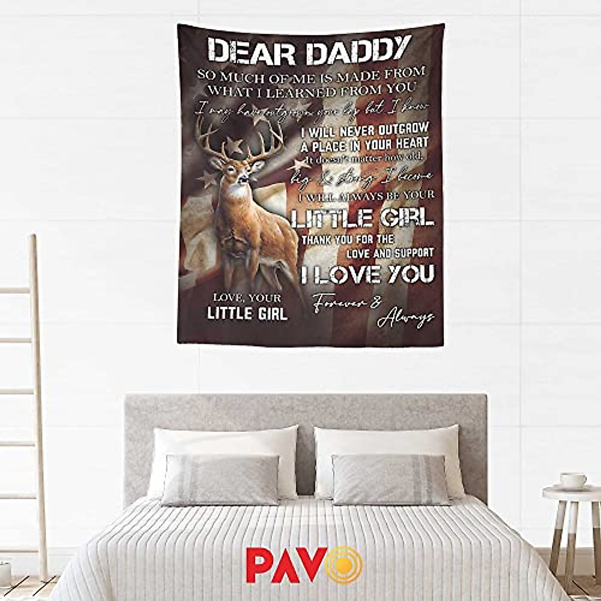 2022 Dad Gifts to My Dad from Daughter American Deer Ultra Soft Fleece Throw Blankets for Couch Bedroom Sofa Best Dad Gifts for Birthday, Thanksgiving, Anniversary, for Men 50 x 60in