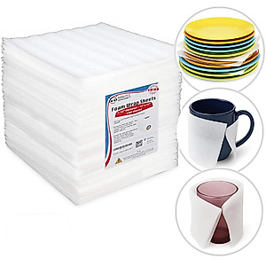 100 Pack Cushioning Foam Sheets Mighty Gadget (R) 12" X 12", 1/16" Thickness, Cushion Foam Wrap Sheets, Packaging Material, Moving Supplies for Packing Storage and Shipping