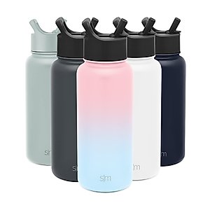 Simple Modern Water Bottle with Straw Lid Vacuum Insulated Stainless Steel Metal Thermos Bottles | Reusable Leak Proof BPA-Free Flask for Gym, Travel, Sports | Summit Collection | 32oz, Pink & Blue