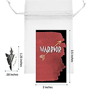 Smiling Wisdom - Bulk 30 Gift Sets - Employees Staff Motivational Encouragong Warrior Keepsake Appreciation Cards, Bags - 90 PCS - Silver Warrior Arrowhead