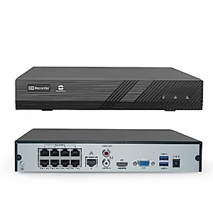 GWSECU 4K 8 Channel PoE NVR, 3MP/4MP/5MP/6MP/8MP H.265 Network Video Recorder, Supports up to 8X 8MP/4K IP Cameras, 1 SATA Ports Up to 10TB, Remote Access, No Hard Disk Drive, NVR8P