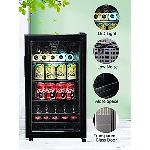 KRIB BLING Beverage Refrigerator and Cooler for 120 Cans, Mini Refrigerator with Wire Adjustable Shelving, Small Drink Dispenser Machine for Soda, Water, Beer, Wine for Dorm, Office, Bar