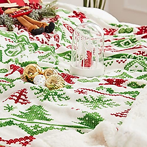 Touchat Sherpa Christmas Throw Blanket, Fuzzy Fluffy Soft Cozy Blanket, Fleece Flannel Plush Microfiber Blanket for Couch Bed Sofa (50" X 60", Christmas Tree)
