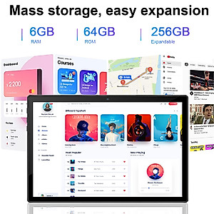 2023 Newest Android 11.0 Tablet, 2 in 1 Tablet 10 Inch, 5G Dual WIFI Tablet with Keyboard, 64GB ROM + 6GB RAM, 256GB Expand, Quad-Core Processor, 2 Card Slot, 13MP Camera, WIFI/ Bluetooth/OTG - Silver