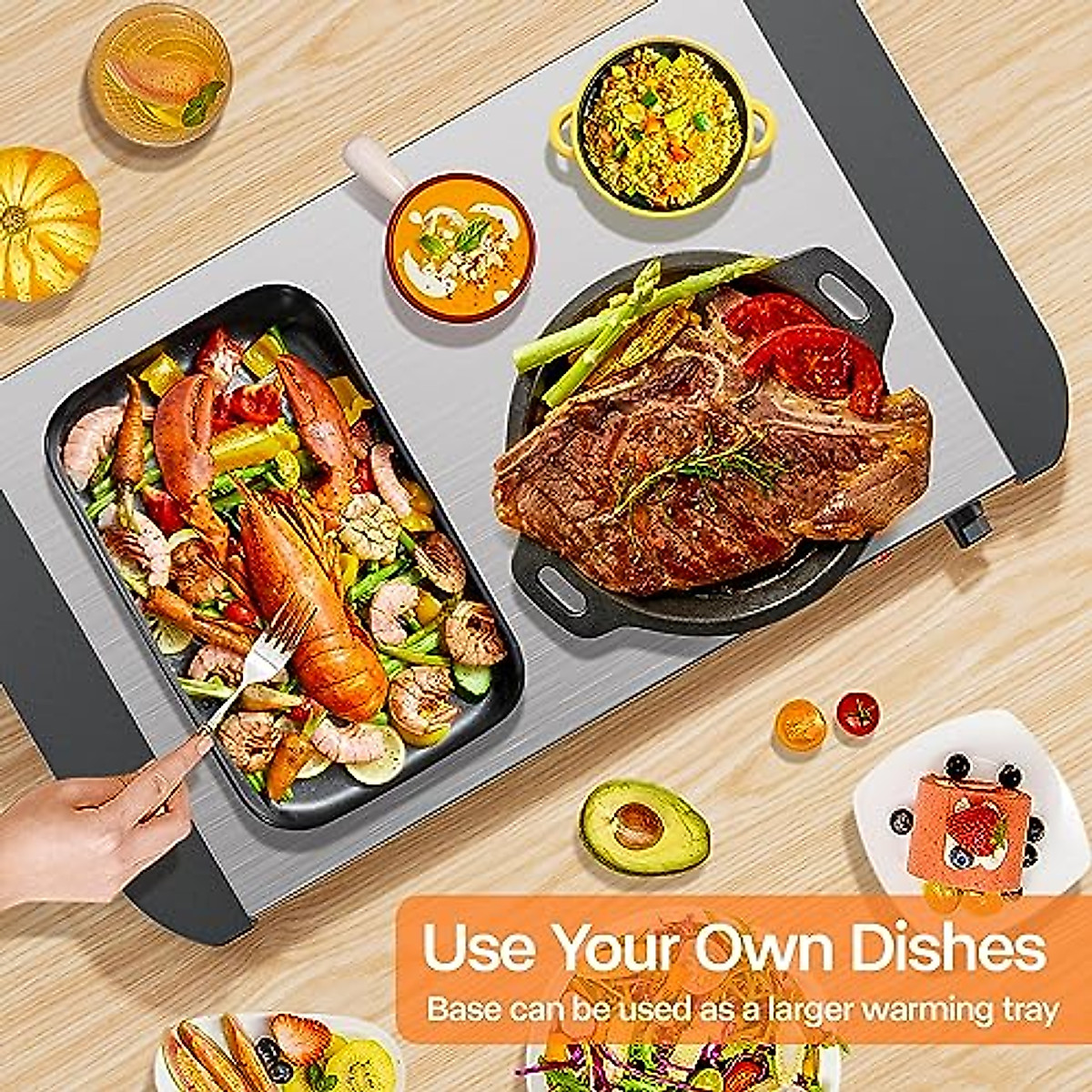 Leacco Buffet Server & Food Warmer, 3 x 2.5Qt Electric Chafing Dish Set, 25 x 14 Warming Tray Stainless Steel for Parties, Catering, Events