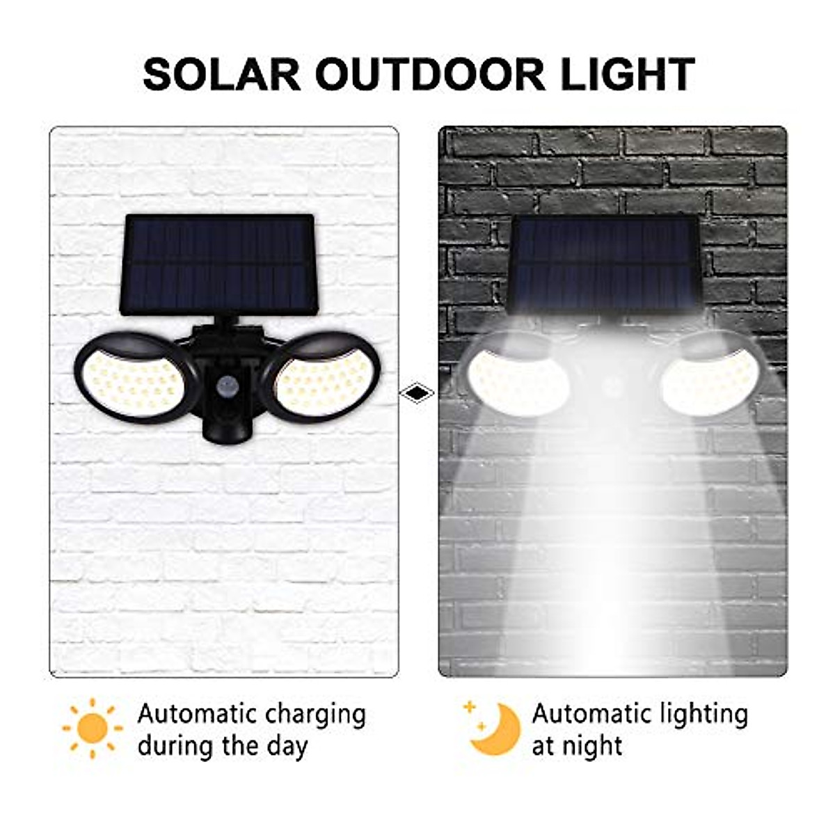BESPORTBLE LED Solar Powered Light Human Body Induction Wall Street Lamp Outdoor Security Landscape Lantern for Patio Stairs Garden Pathway Home Light with 56 LED Bulb