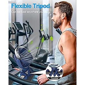 Portable Misting Fan, 6000mAh Stroller Fan with Light & 360° Pivoting Battery Operated Fan, USB Rechargeable Personal Mist Fan with Flexible Tripod for Baby, Office, Travel,Crib,Treadmill,Outdoors