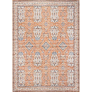 nuLOOM Sky Machine Washable Global Inspired Area Rug, 4' x 6', Rust