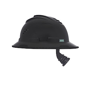 MSA 10215835 V-Gard C1 Vented Black Full Brim Hard Hat with ReflectIR Cooling Thermal Barrier and Fas-Trac III Suspension - Uses Highly Innovative Cooling Features to Help Alleviate Heat Stress